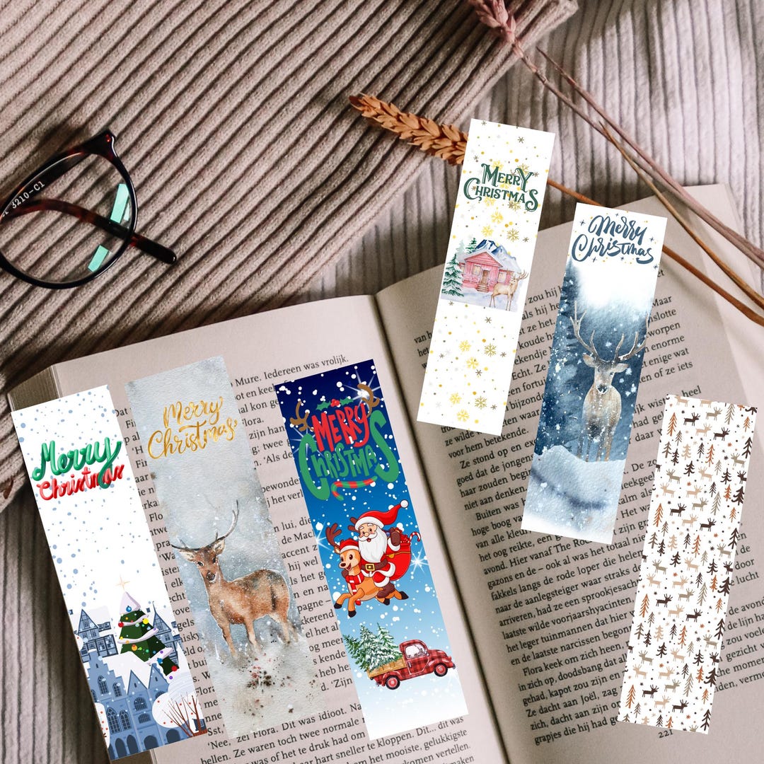Christmas Bookmarks Printable Gift Cozy Holiday Bundle Reading Book ...