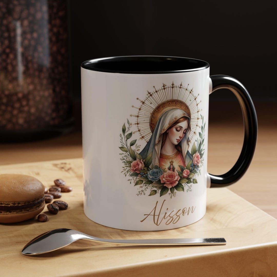 Custom Virgin Mary Mug, Personalized Our Lady Coffee Cup, Catholic Gift ...