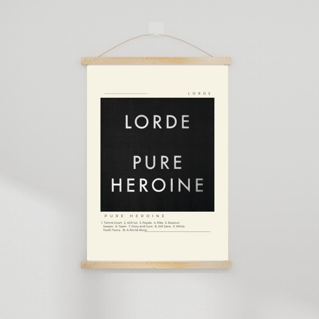Lorde "pure Heroine" Album Cover Art | Minimalist Music Poster (digital ...
