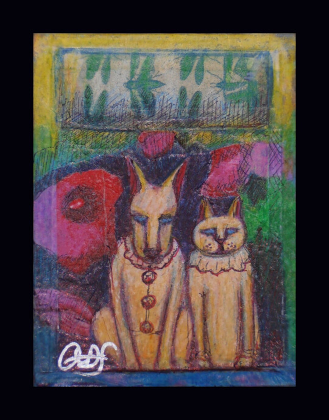 Dour Dog and Solemn Cat Clowning It Down on Halloween in an Indoor ...