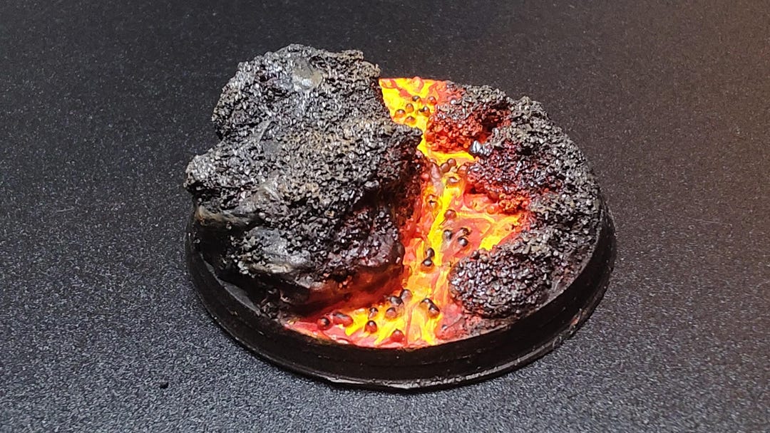PAINTED Lava Base Type Three - 3D Printed, High Detailed Wargame Base ...