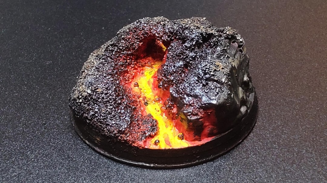 PAINTED Lava Base Type Three - 3D Printed, High Detailed Wargame Base ...