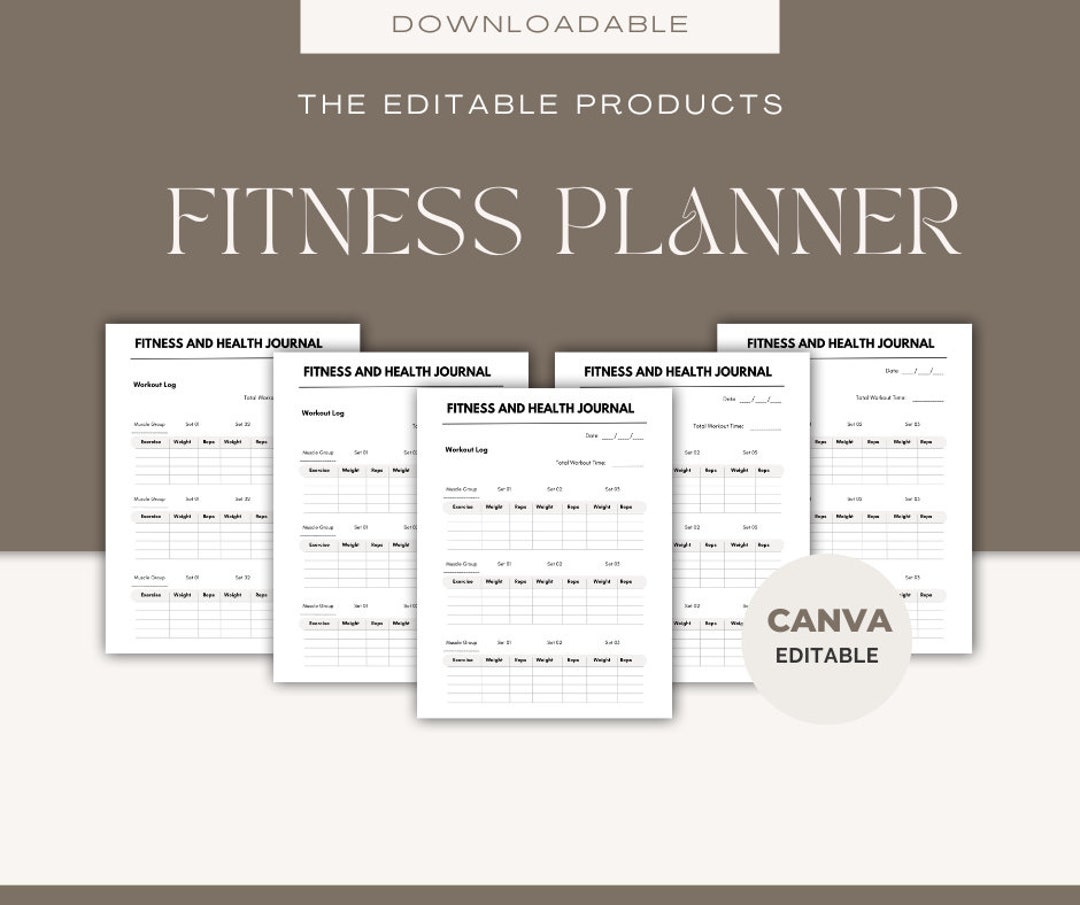 Classic Minimal Fitness Planner, Personal Workout Journal, Health ...