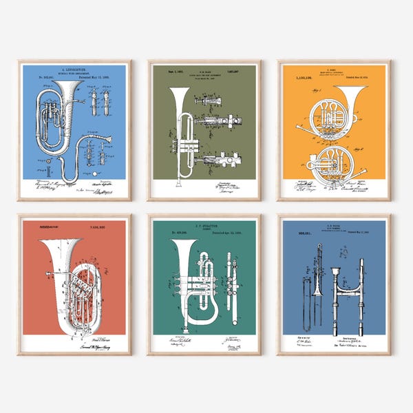 Trombone Patent Print Printable Wall Art Brass Instrument Digital ...