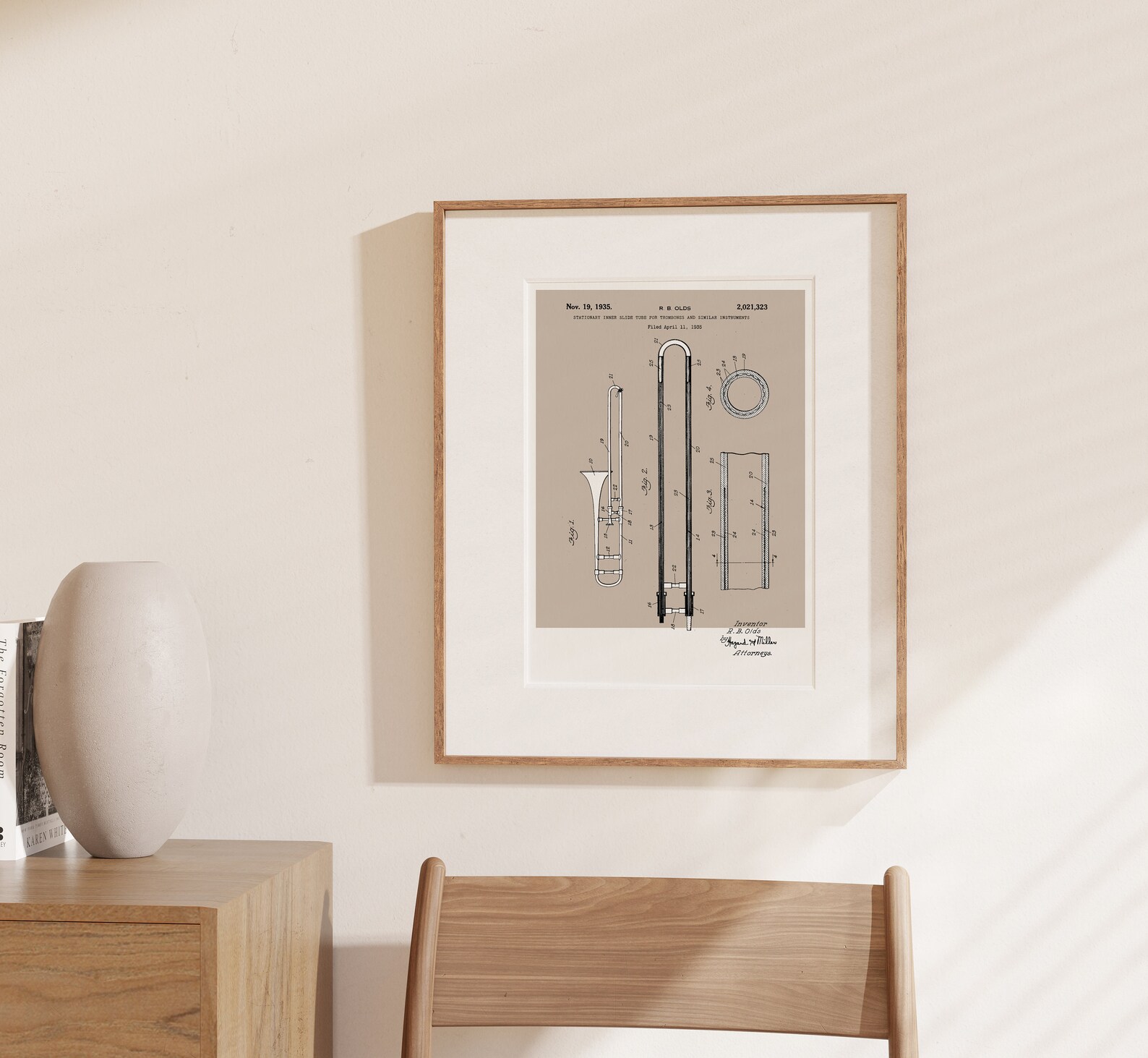 Trombone Patent Print | Printable Wall Art | Brass Instrument | Digital ...