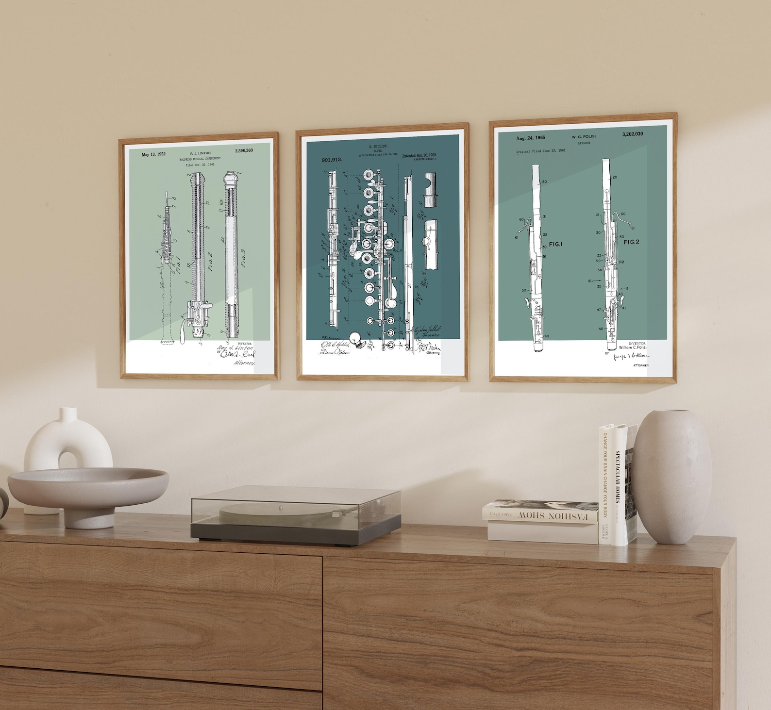 6 Pc Woodwind Section Patent Prints Bundle | Printable Art | Retro ...