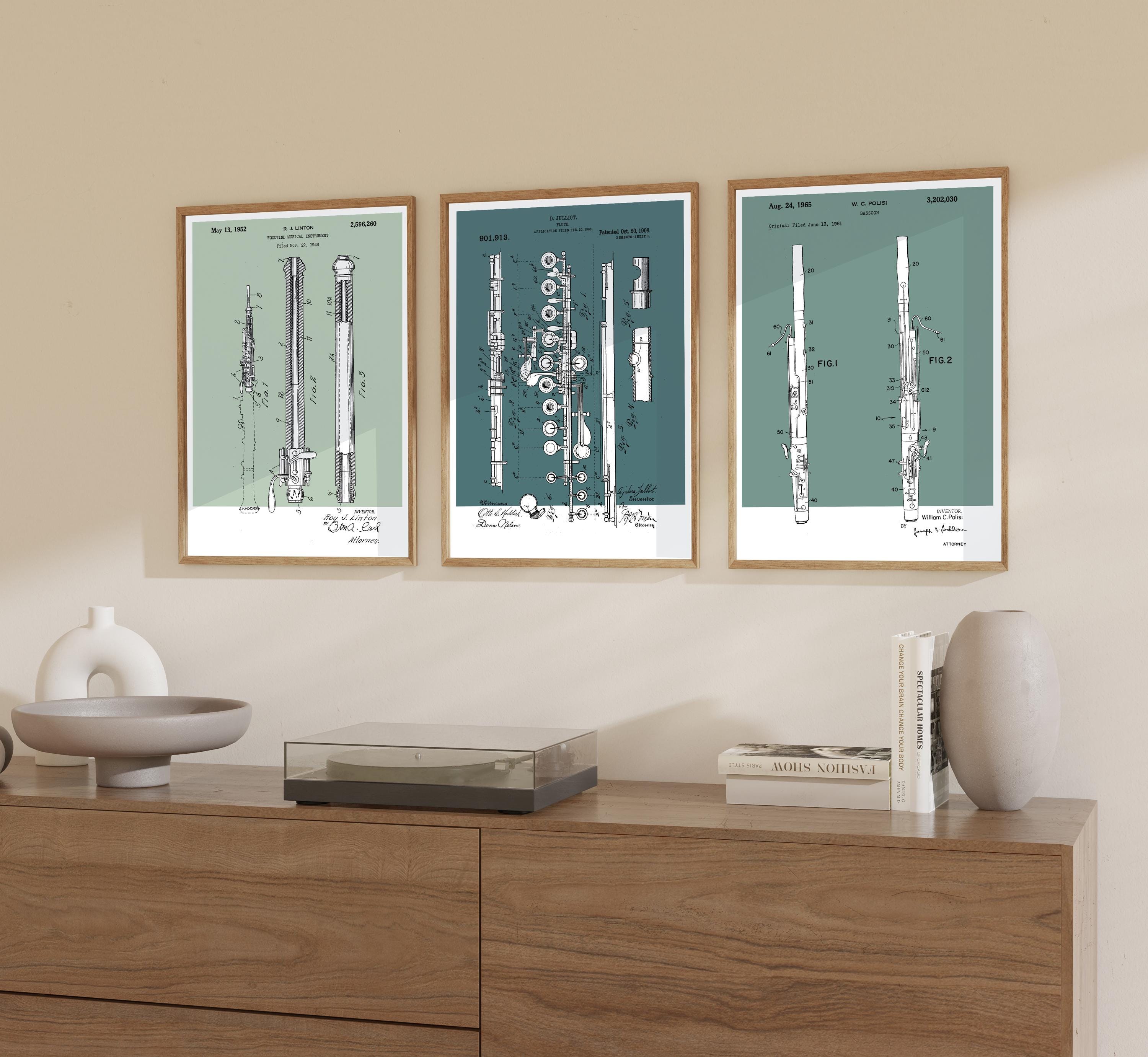 6 Pc Woodwind Section Patent Prints Bundle | Printable Art | Retro ...