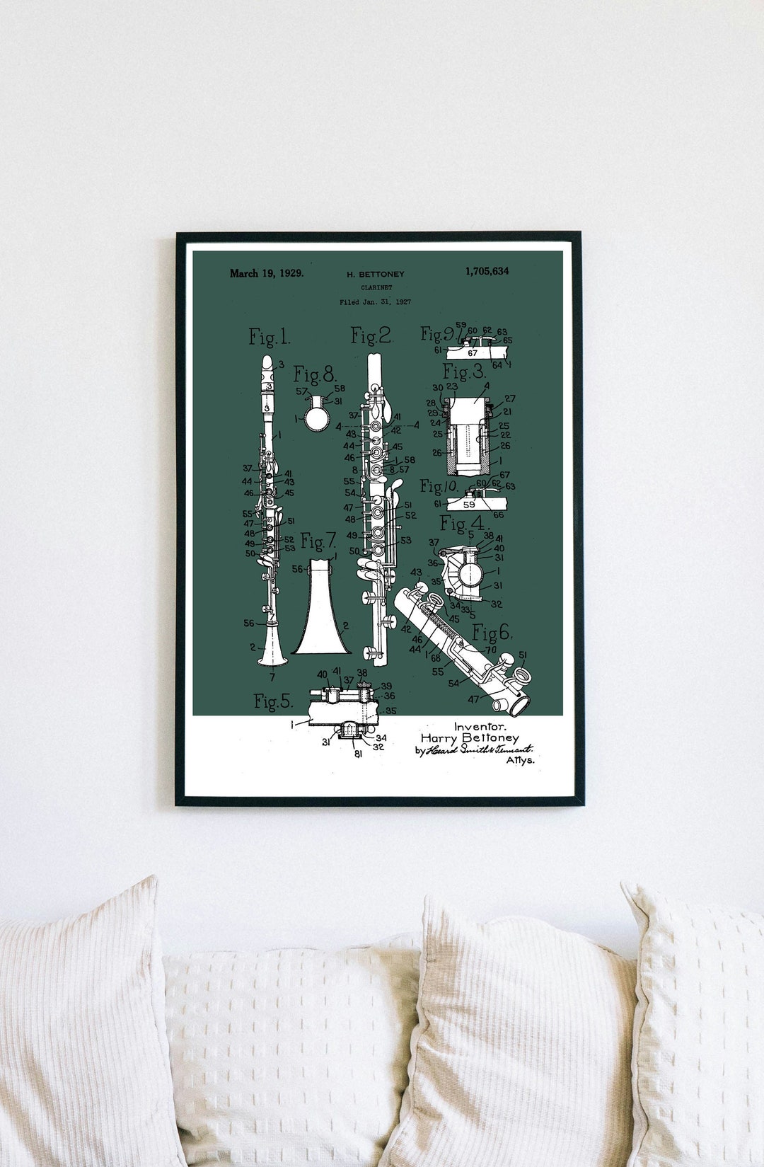 Clarinet Patent Print | Printable Wall Art | Woodwind Instrument ...