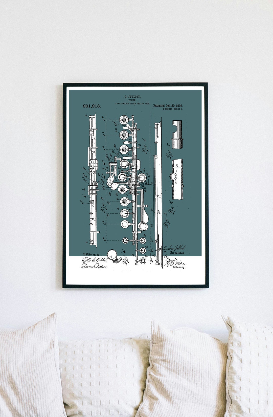 Flute Patent Print | Printable Wall Art | Woodwind Instrument | Digital ...