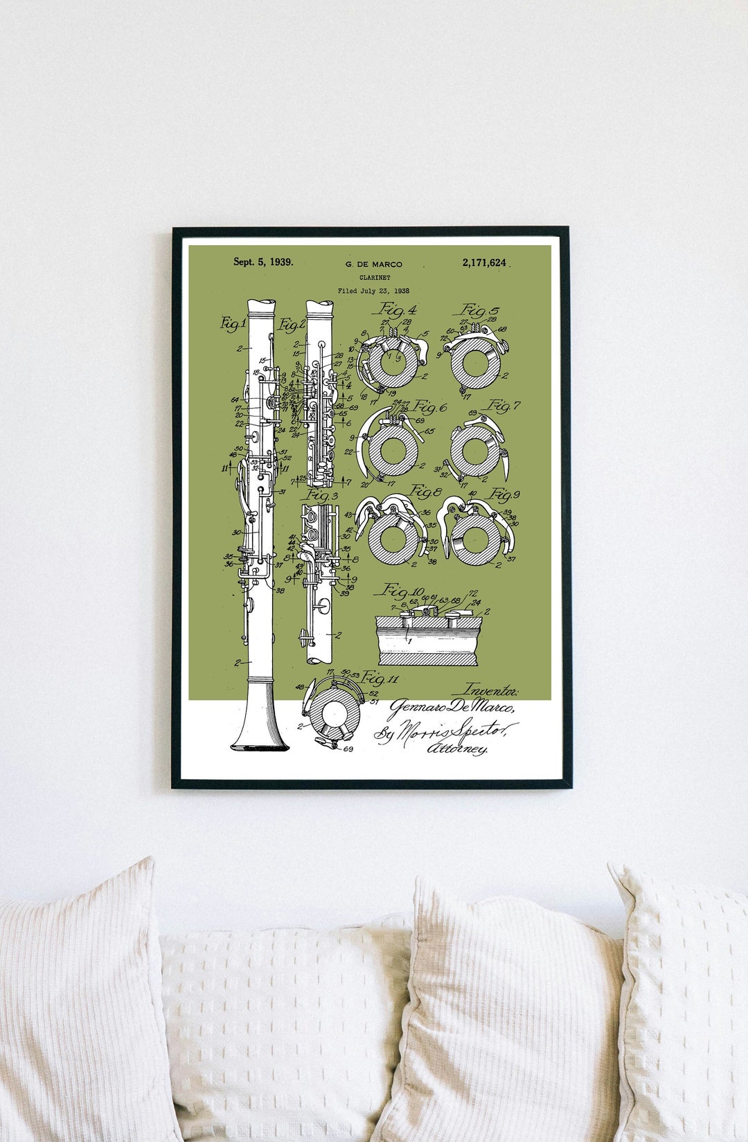 Clarinet Patent Print | Printable Wall Art | Woodwind Instrument ...