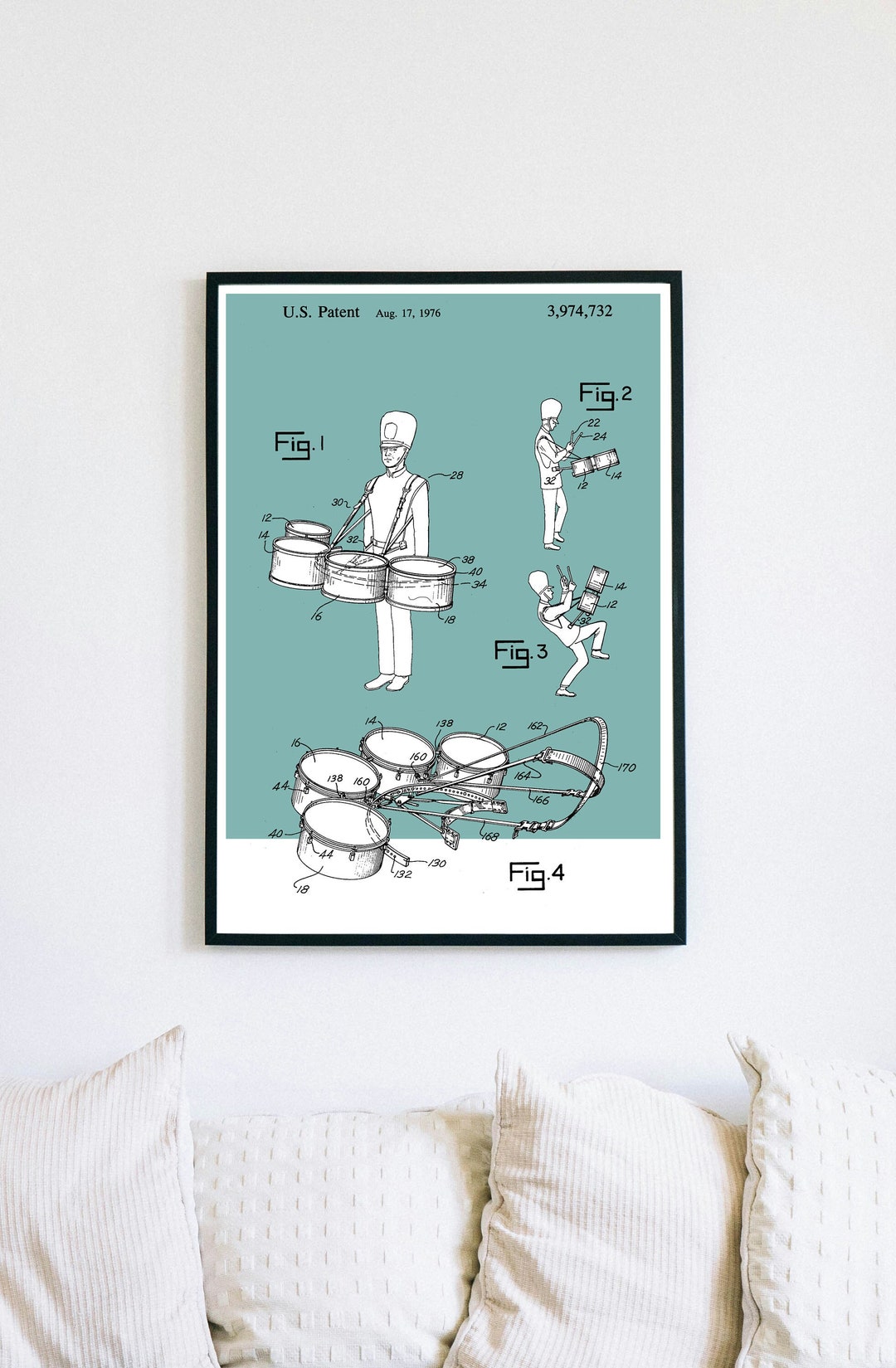 Marching Quad Drums Patent Print | Printable Wall Art | Band | Digital ...