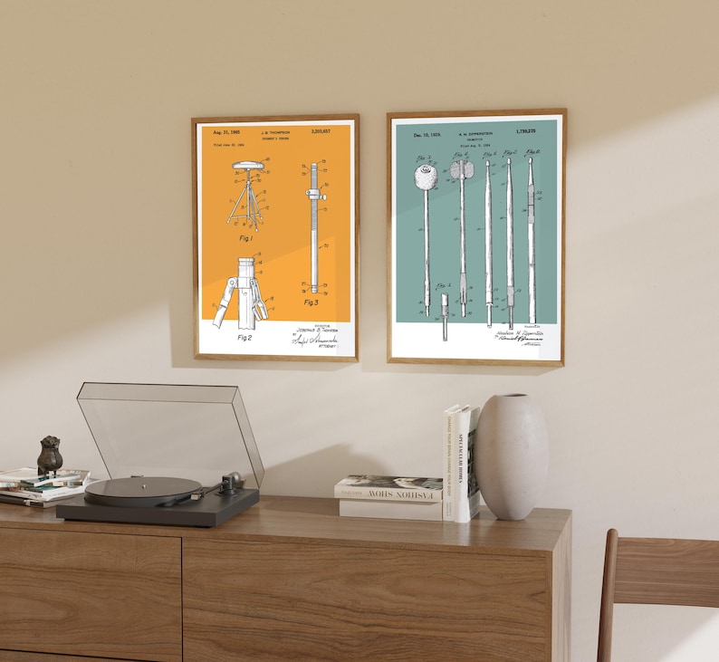 6 Pc Drummer Patent Prints Bundle | Printable Jazz Art | Retro Polaroid ...
