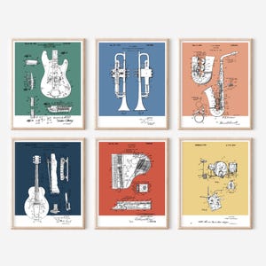 6 Pc Big Band Patent Prints Bundle | Printable Jazz Art | Retro ...