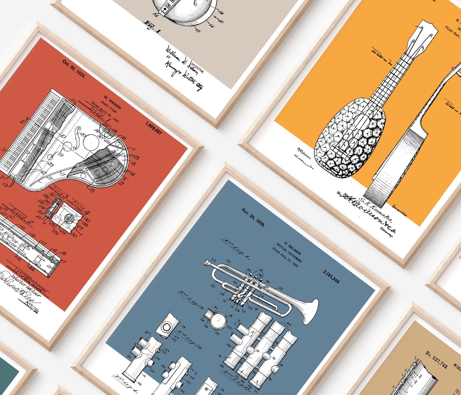 6 Pc Woodwind Section Patent Prints Bundle | Printable Art | Retro ...