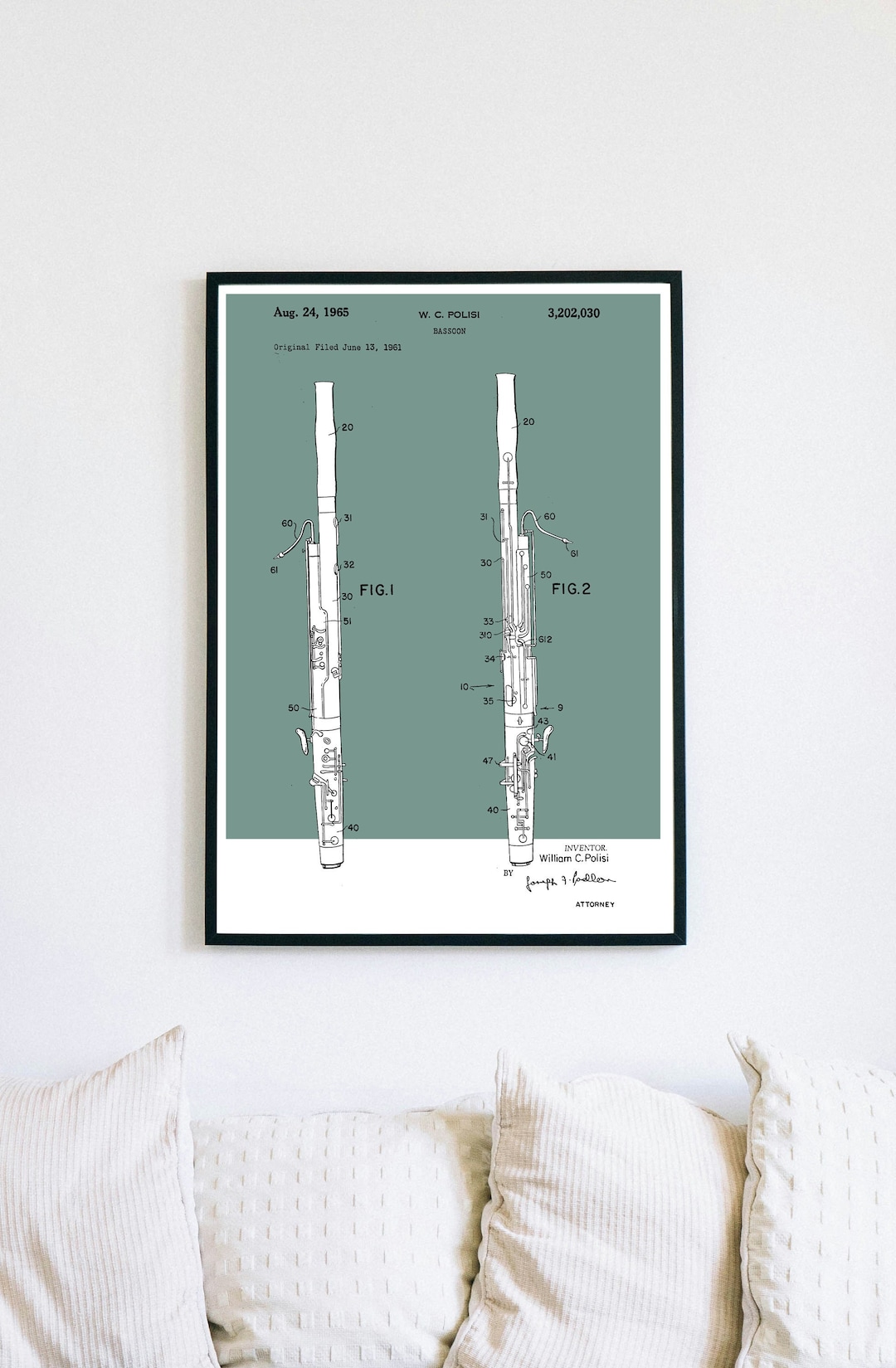 Bassoon Patent Print | Printable Art | Woodwind Instrument | Digital ...