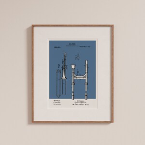 Trombone Patent Print | Printable Wall Art | Brass Instrument | Digital ...