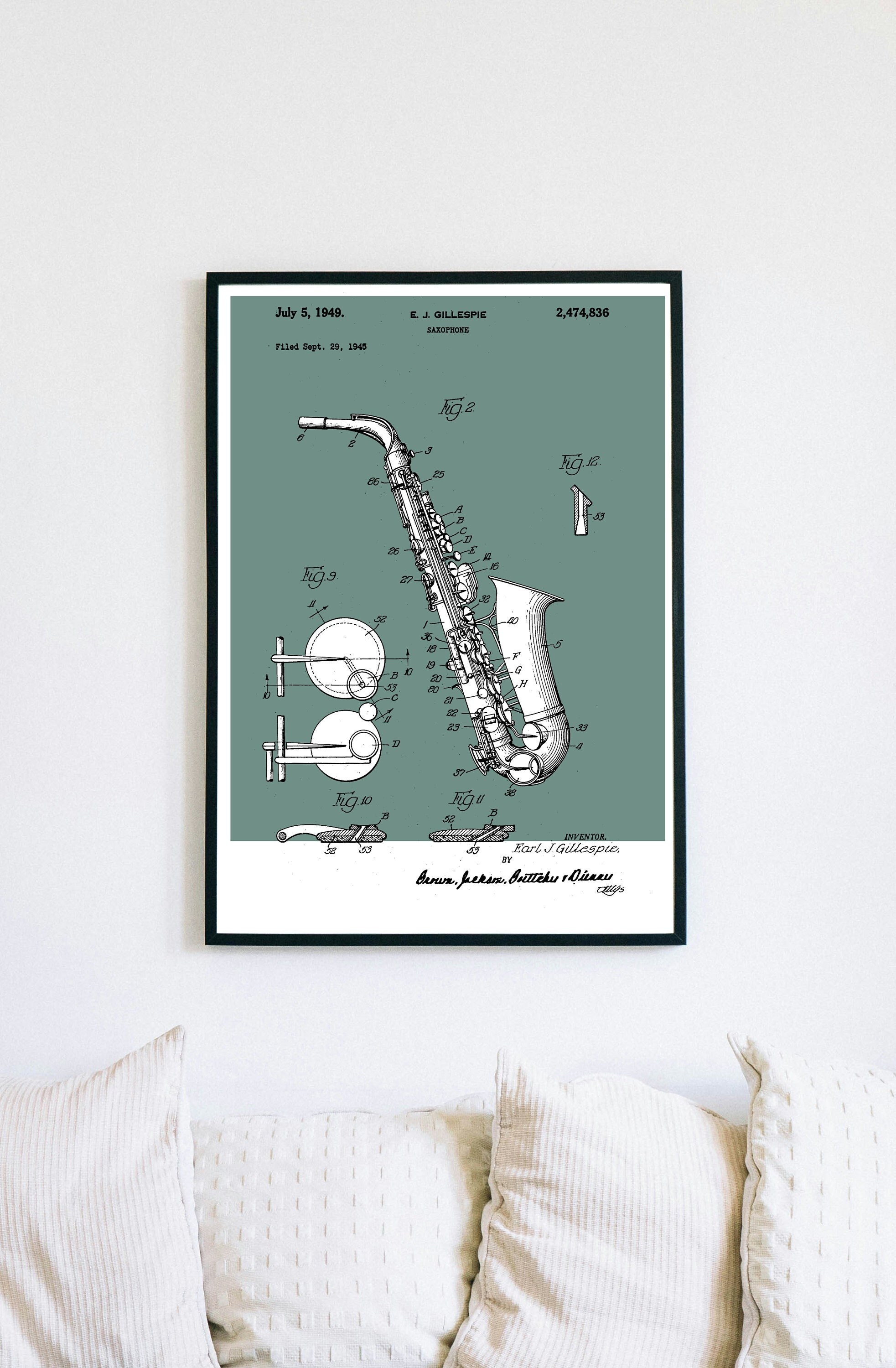 Tenor Saxophone Patent Print | Printable Wall Art | Woodwind Instrument ...