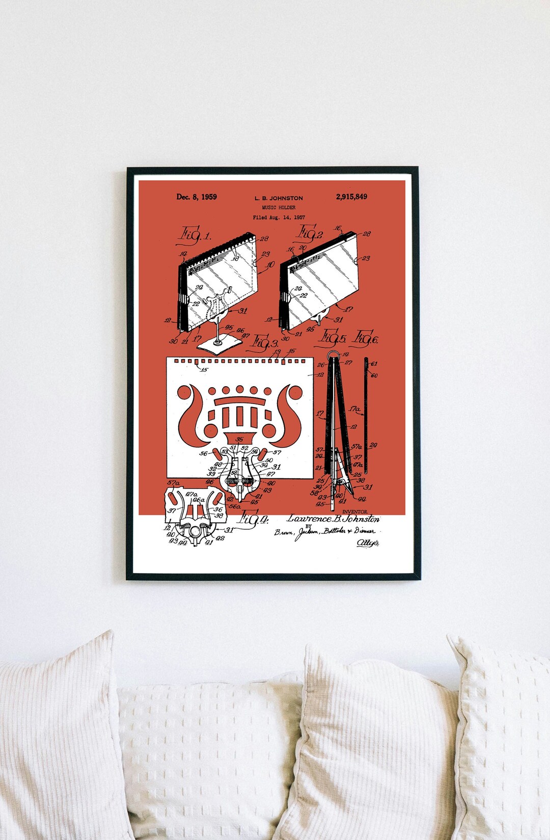 Lyre Patent Print | Printable Wall Art | Musical Instruments | Digital ...