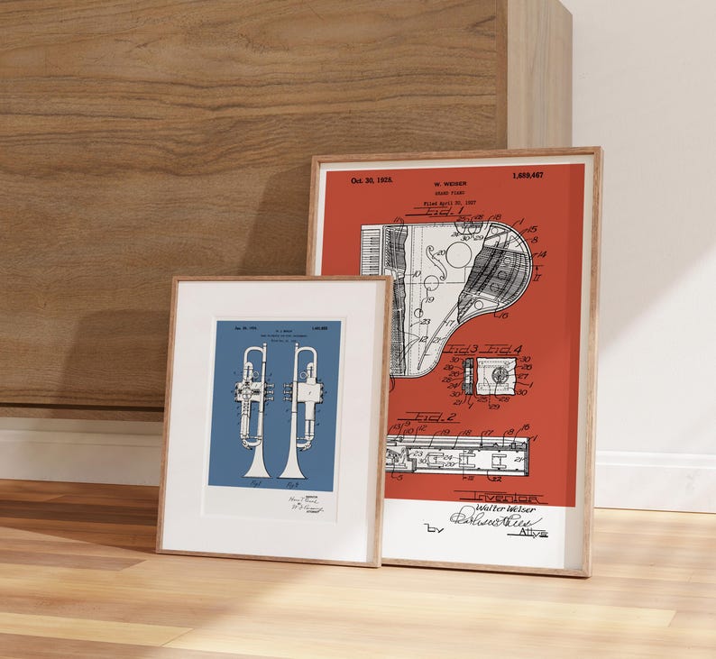 6 Pc Big Band Patent Prints Bundle | Printable Jazz Art | Retro ...