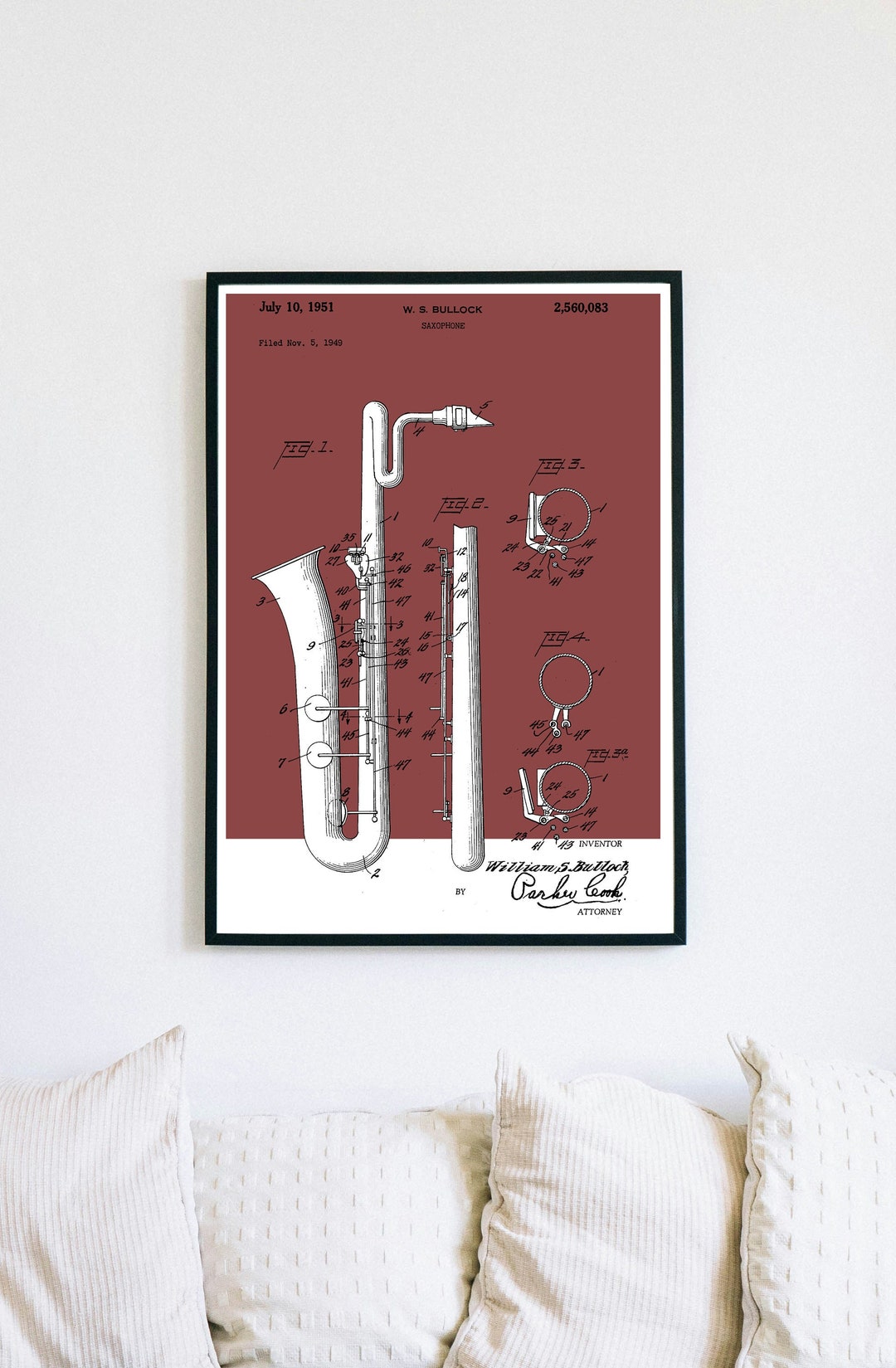 Baritone Saxophone Patent Print | Printable Wall Art | Woodwind ...