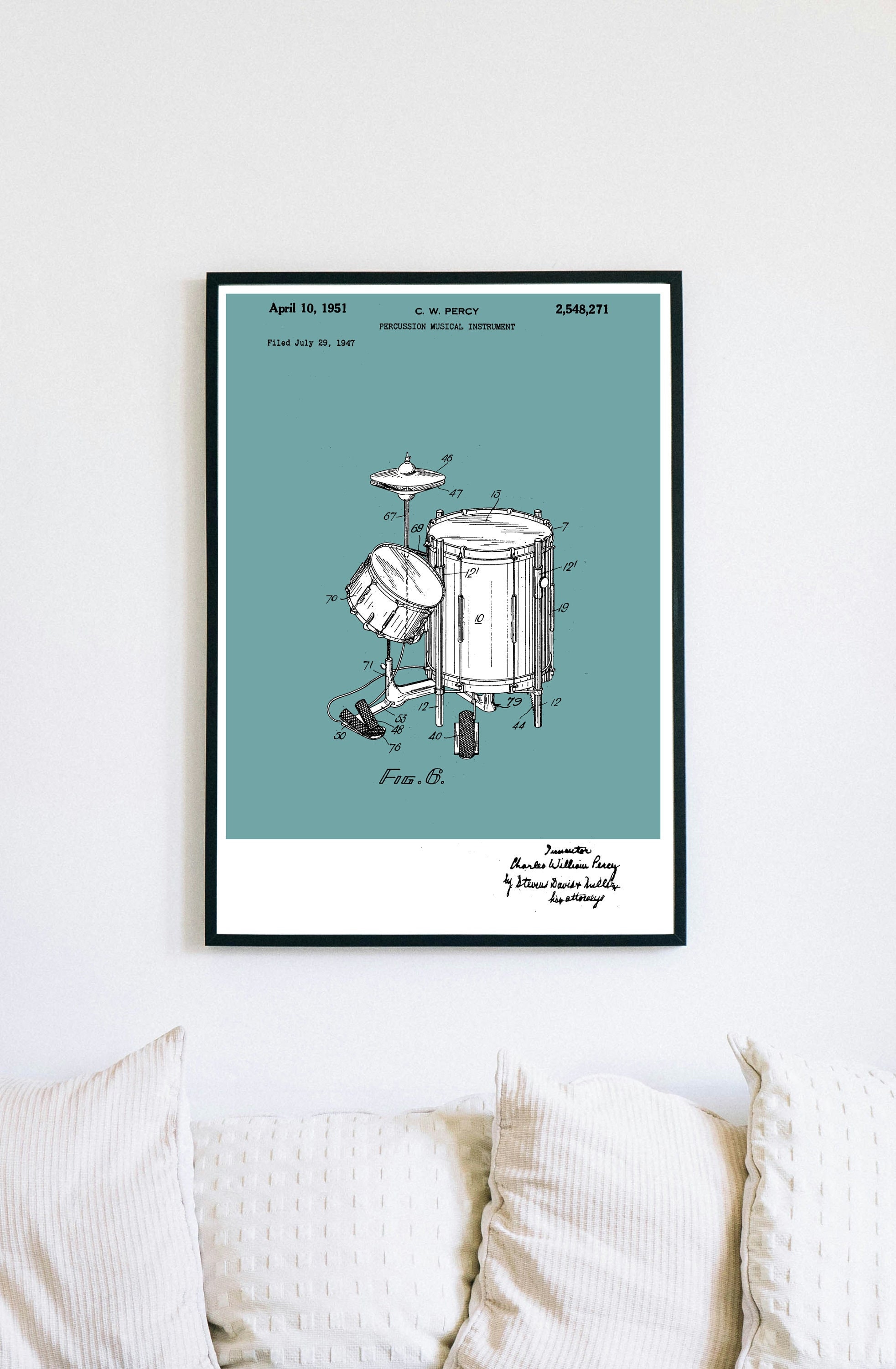 Drum Set Patent Print | Printable Wall Art | Jazz Big Band | Digital ...