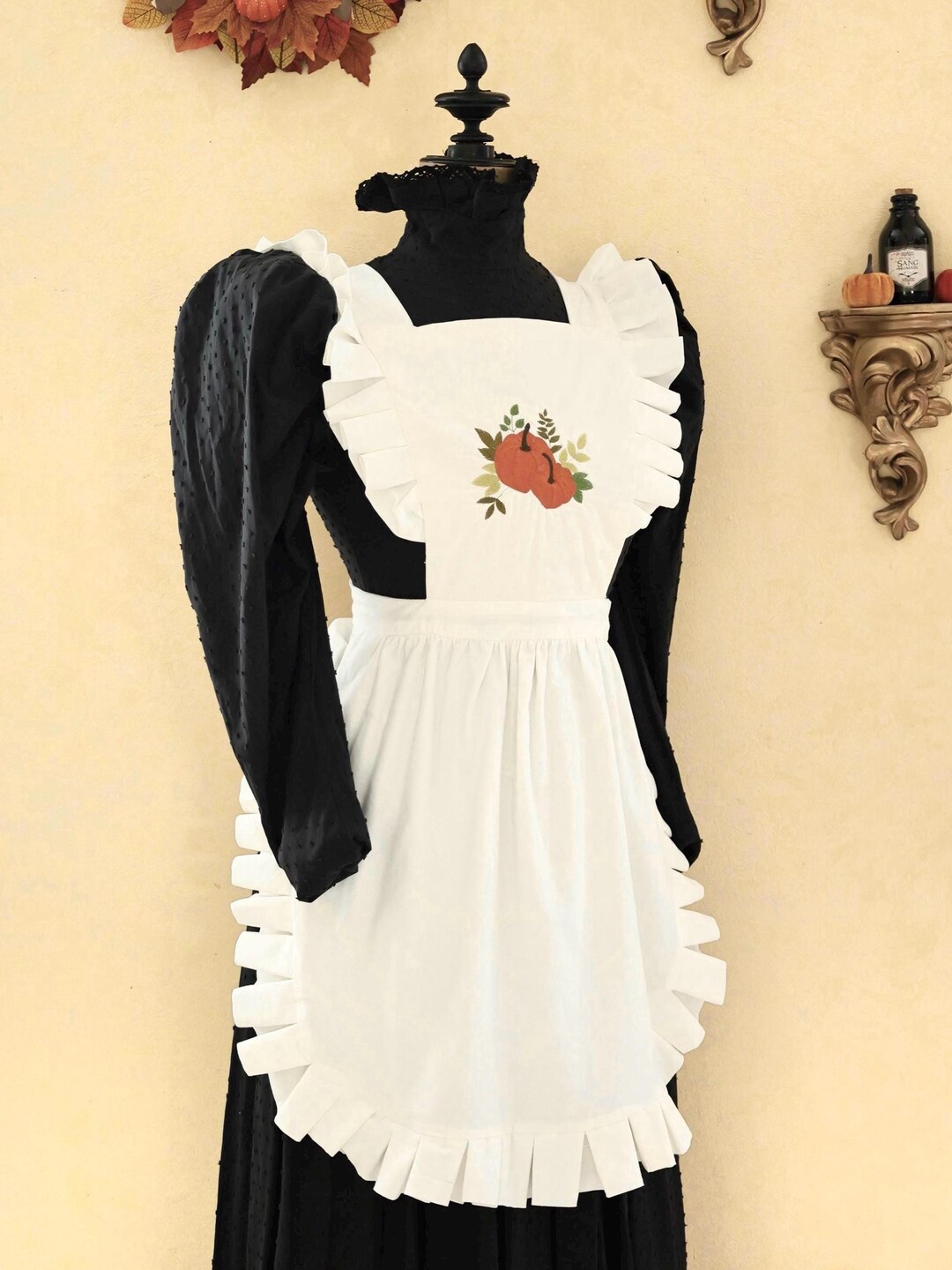 Victorian Apron Embroidered Cottage Core Gift for Her Woman Halloween ...