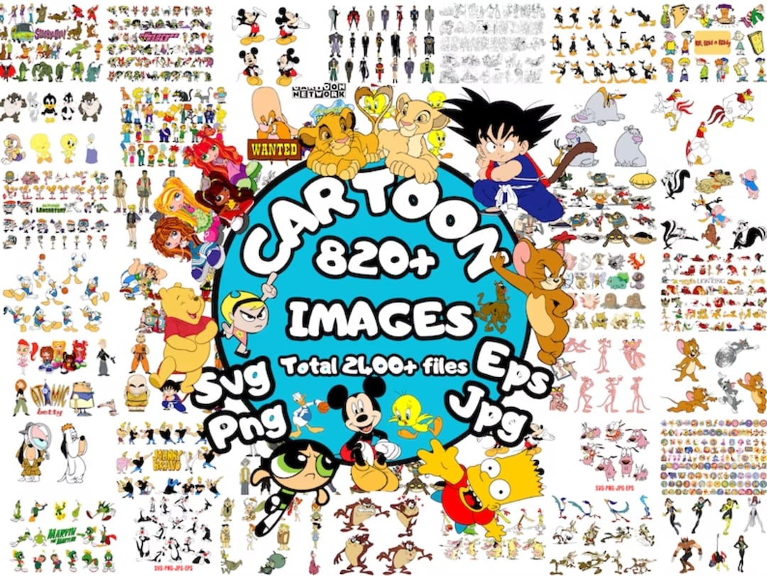 2400 Cartoon Characters Mega Bundle Svg, Cricut Printable Clipart ...