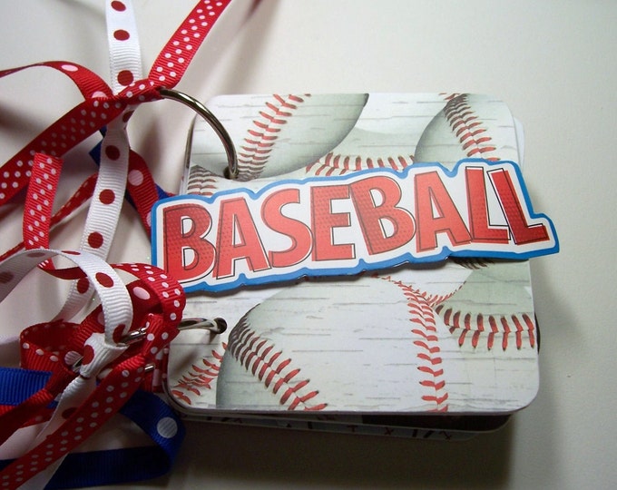 Baseball Mini Scrapbook Album, Baseball Scrapbook, Baseball Mini Album ...