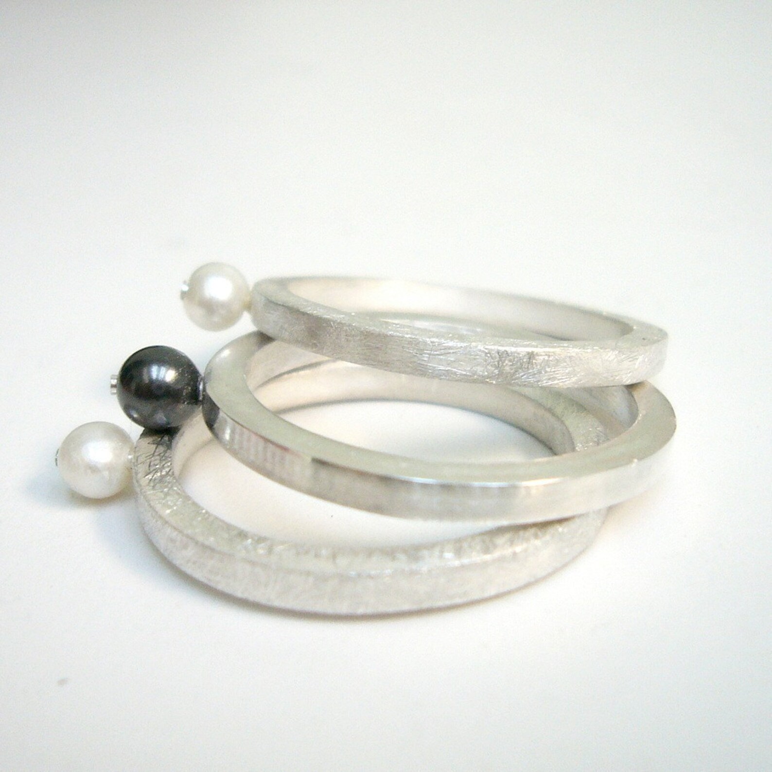 Emma Ring 2mm Sterling Silver, Ball, White, Handmade, Distinctive, Gift ...