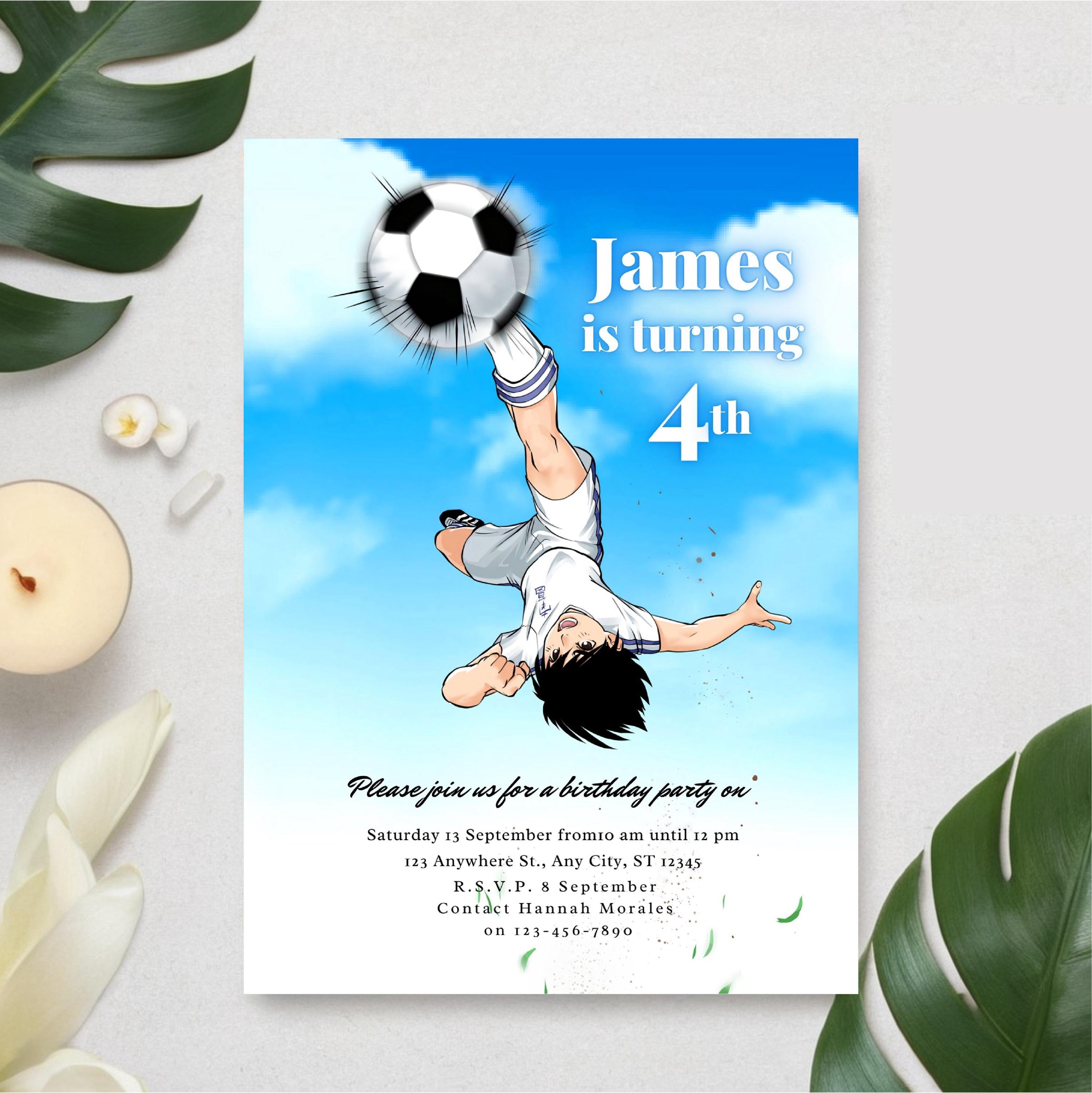 Captain Tsubasa Birthday Invitation Tsubasa Birthday Party Soccer ...