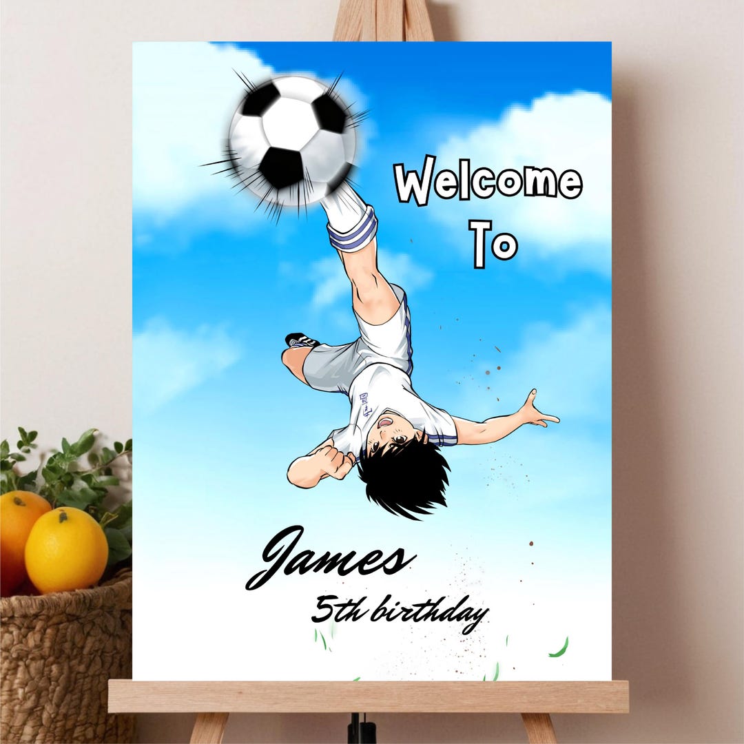 Captain Tsubasa Welcome Sign Banner Tsubasa Birthday Party Soccer ...