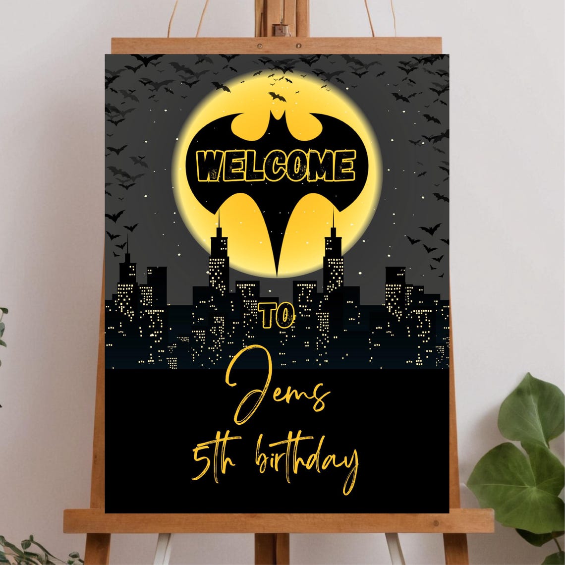 Superhero Welcome Sign Birthday Sign Reception Bat Boy & Girl Theme ...