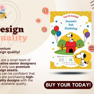 Snoopy Birthday Invitation Snoopy Invitation Birthday Party Printable ...