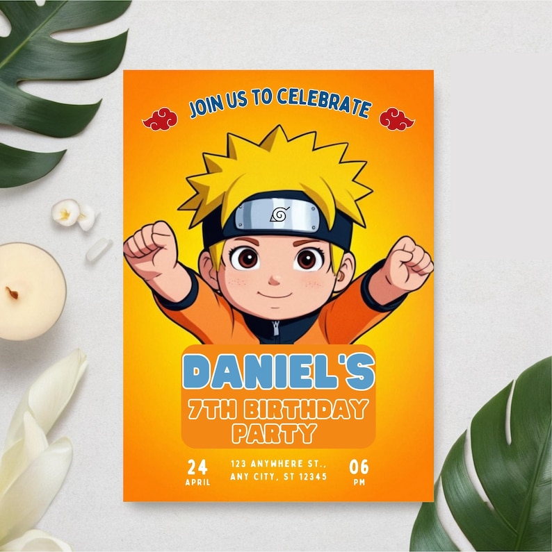 Naruto Invitation Birthday Printable Birthday Card Naruto Akatsuki ...