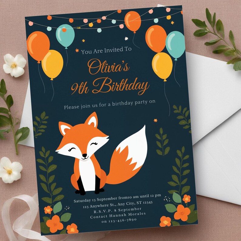 FOX INVITATION Fox Birthday Invitations FOX Party First Birthday ...
