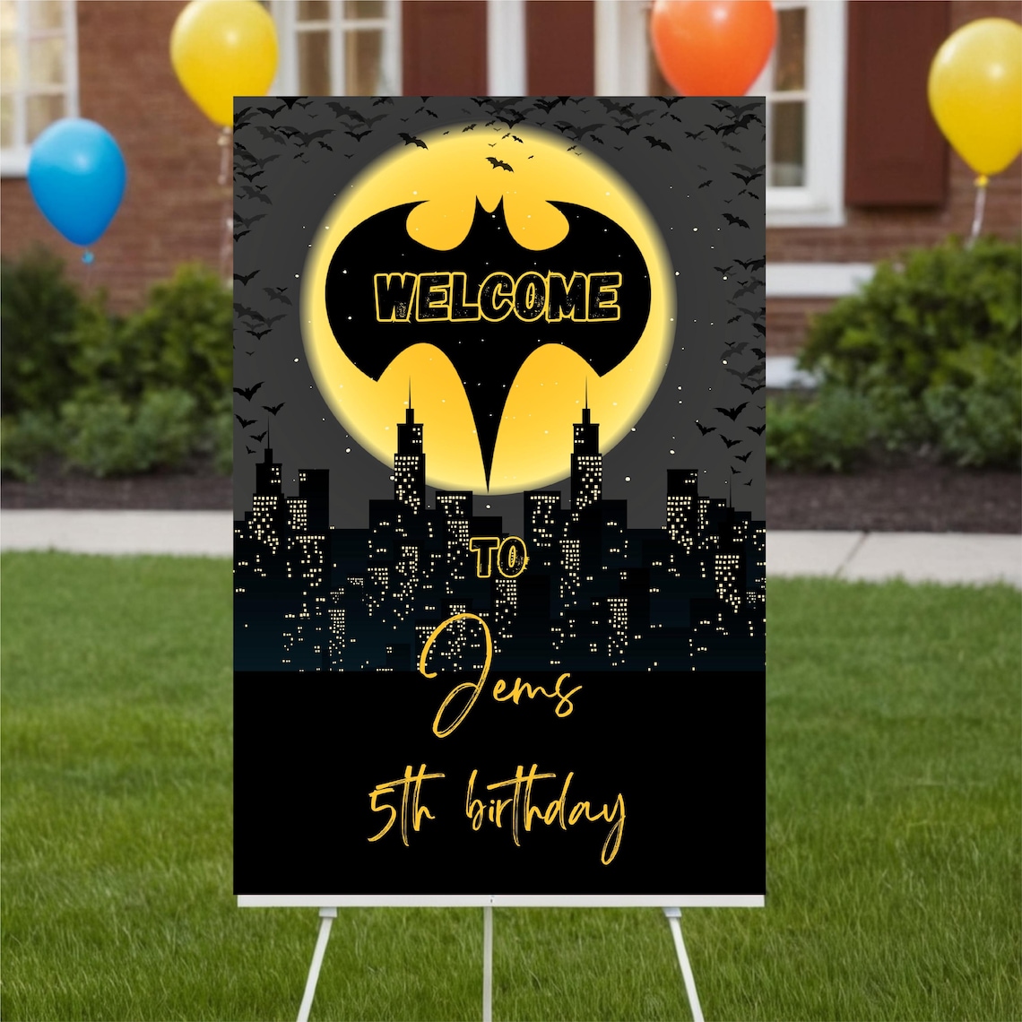 Superhero Welcome Sign Birthday Sign Reception Bat Boy & Girl Theme ...
