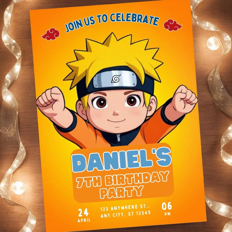 Naruto Invitation Birthday Printable Birthday Card Naruto Akatsuki ...