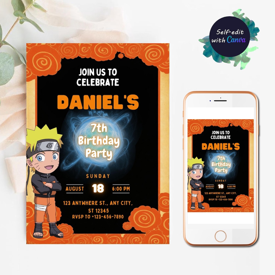 Naruto Birthday Invitation Printable Birthday Card Naruto Akatsuki ...