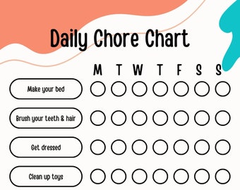 Chore Chart, Chore Chart for Kids, Digital Planner, Undated Printable ...