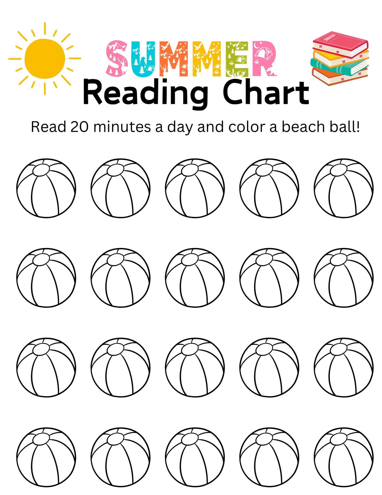 Printable Kids Summer Reading Chart - Etsy