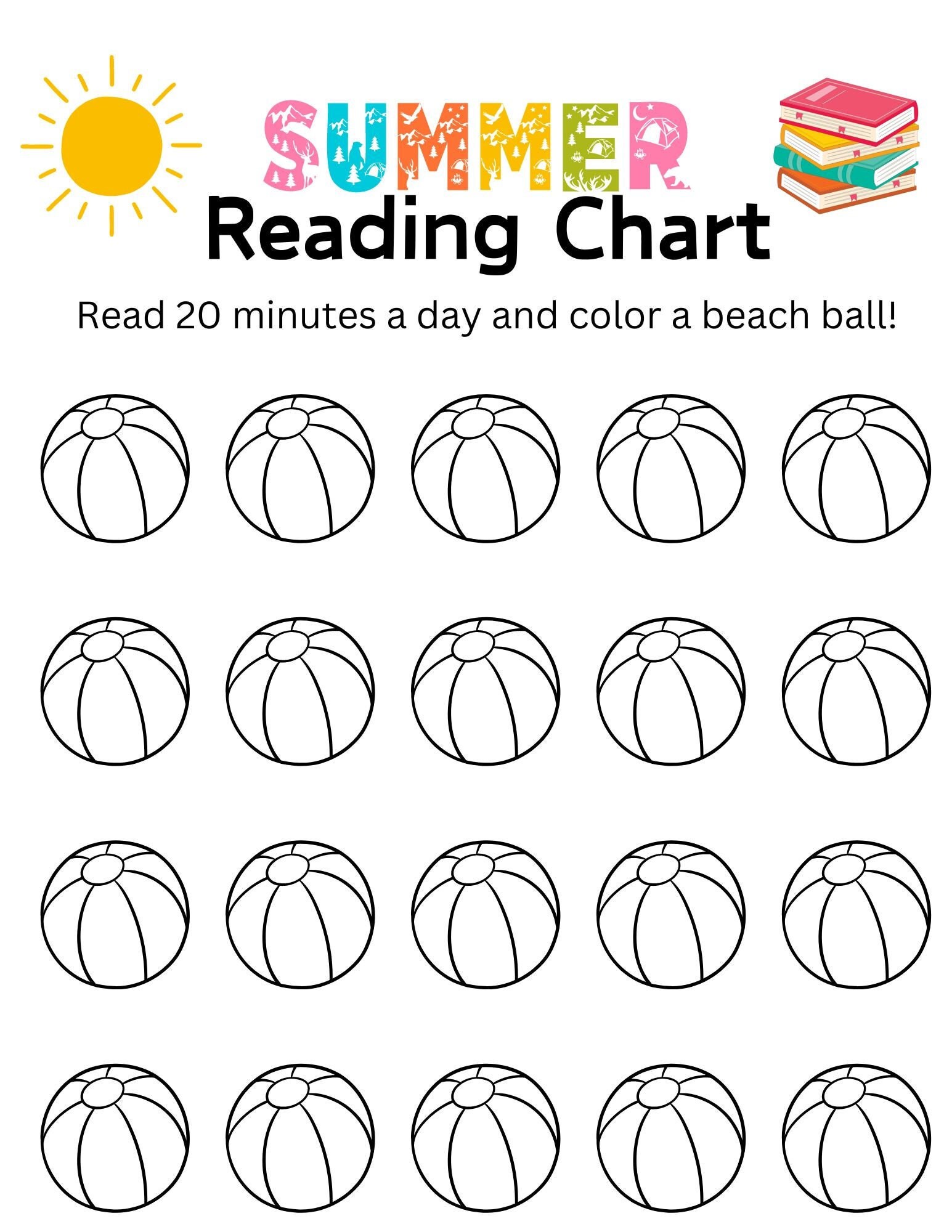 Printable Kids Summer Reading Chart - Etsy