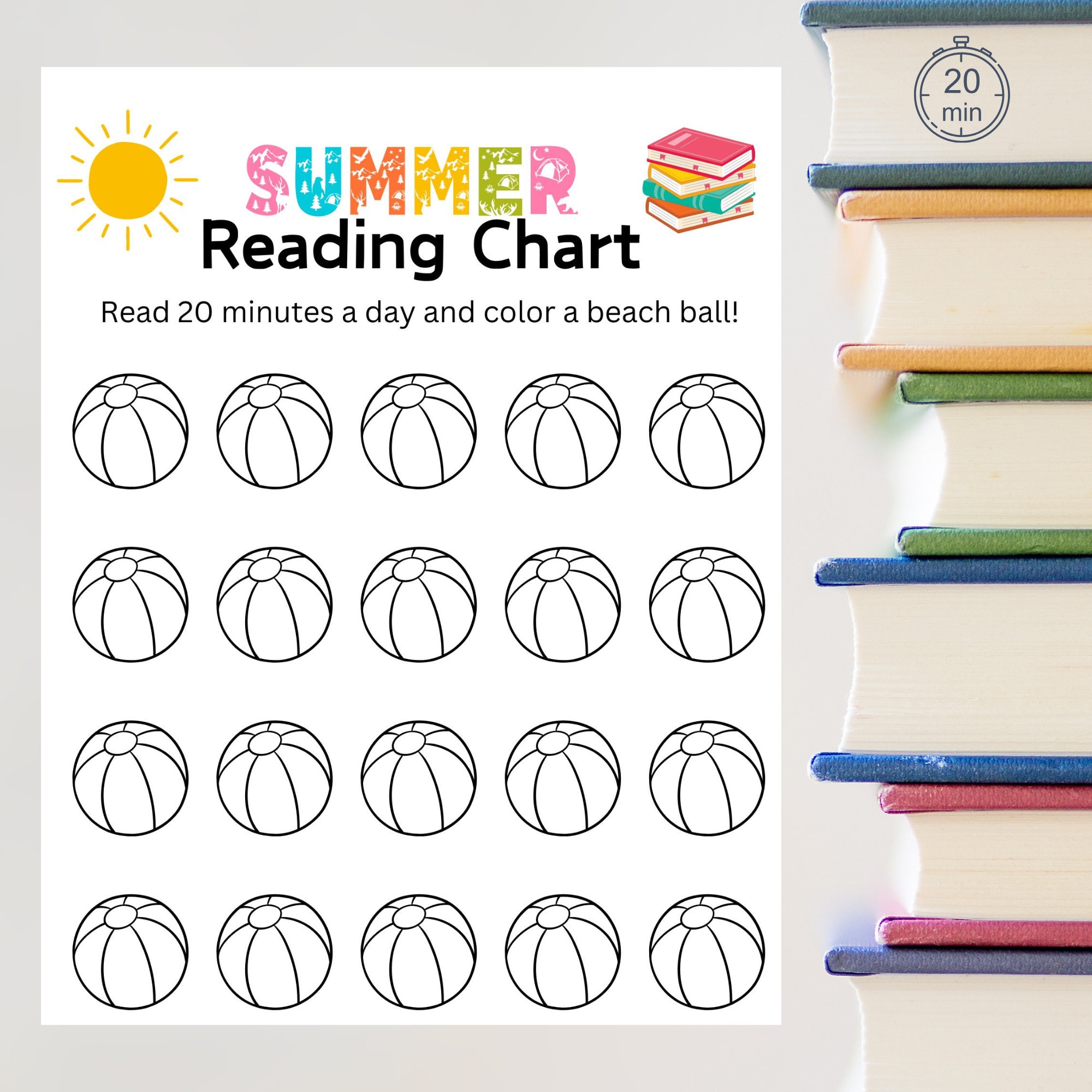 Printable Kids Summer Reading Chart - Etsy
