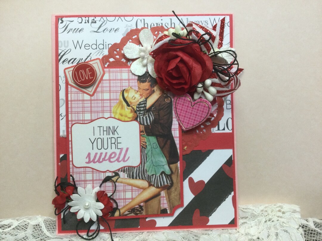 I Think Youre Swell Retro Adult Valentine Hand Made Greeting Card - Etsy