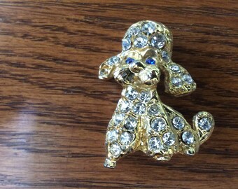 Rhinestone Poodle Brooch - Etsy