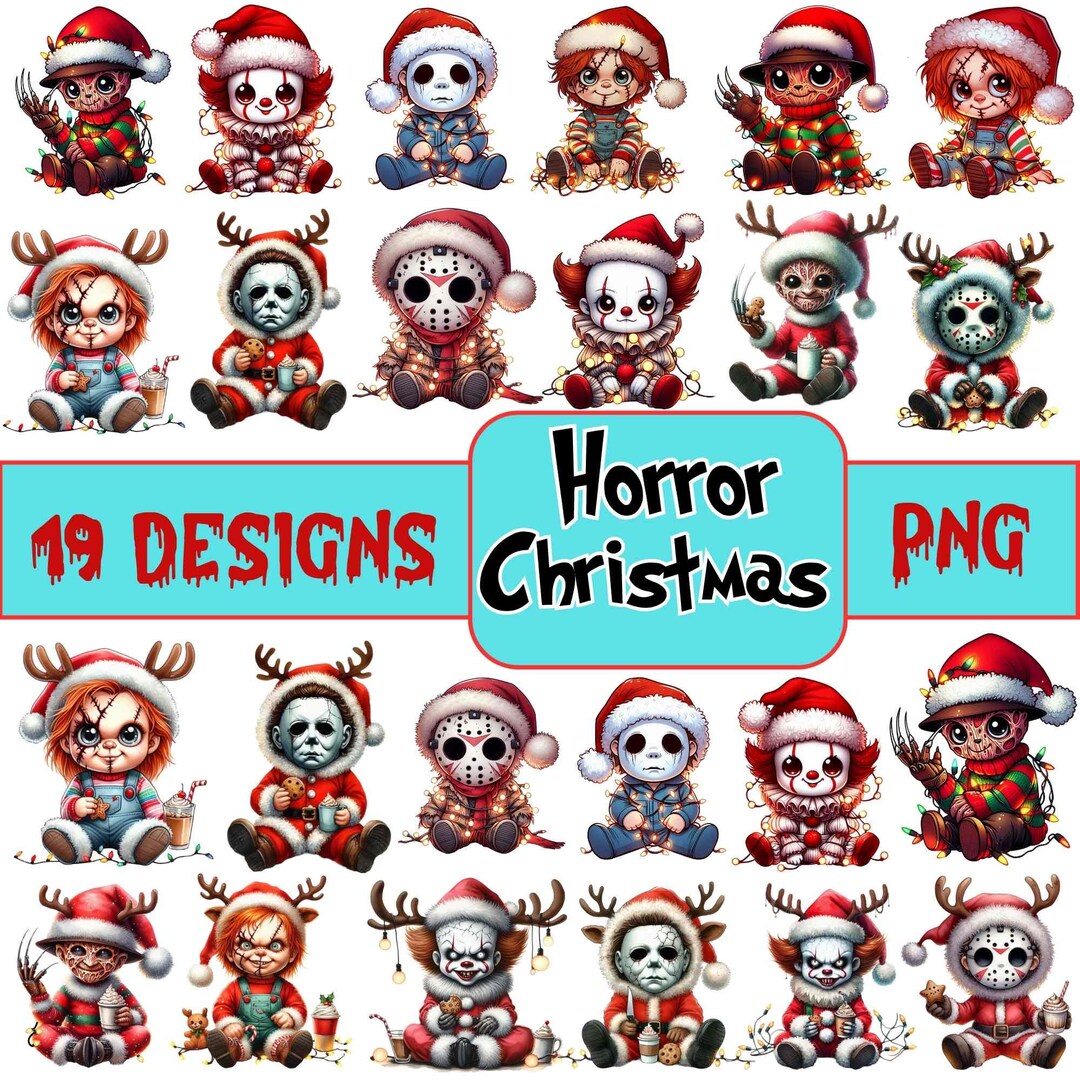 Horror Christmas Cute Png Bundle, Horror Characters Png, Cute Baby ...