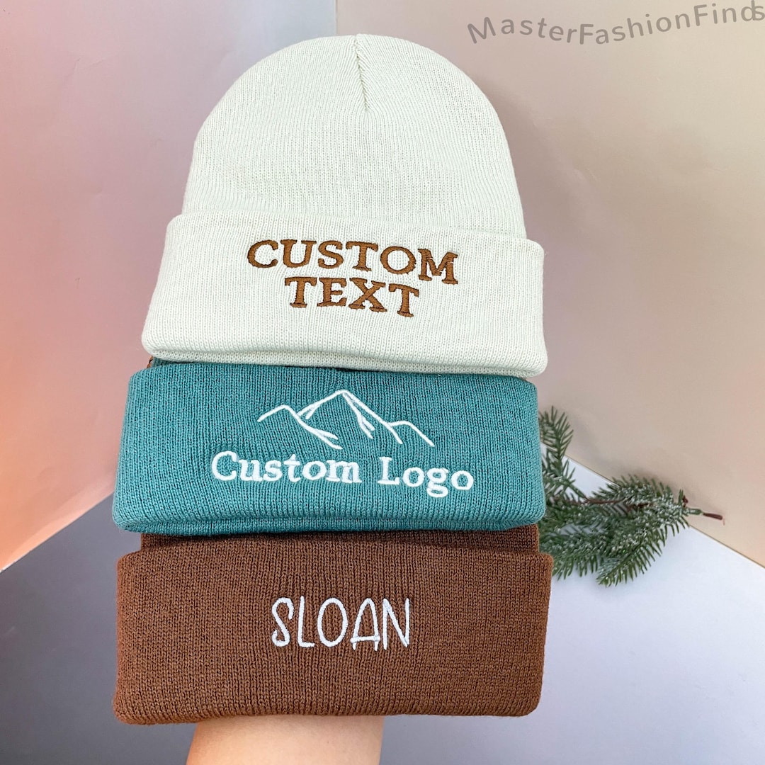 Personalized Embroidered Beanie Winter Warm Hat Custom Logo/text ...