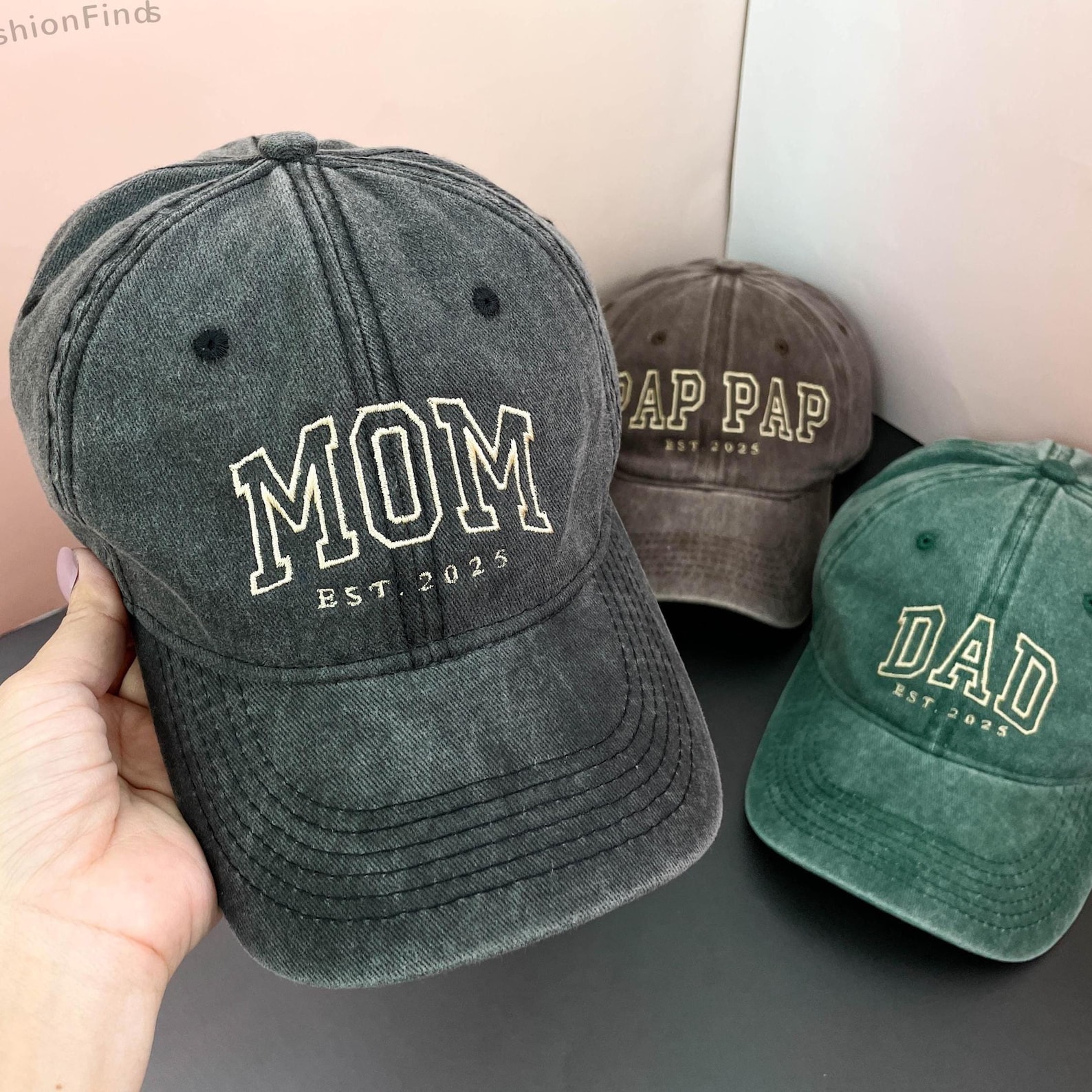 Custom Embroidered MOM DAD EST 2026 Baby Announcement Hats | Pregnancy ...