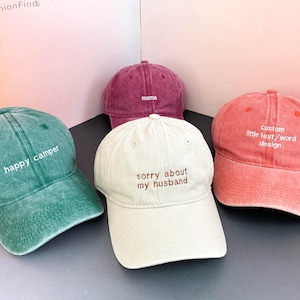 Custom Text Embroidered Hat, Personalized Saying Cap, Vintage Baseball ...