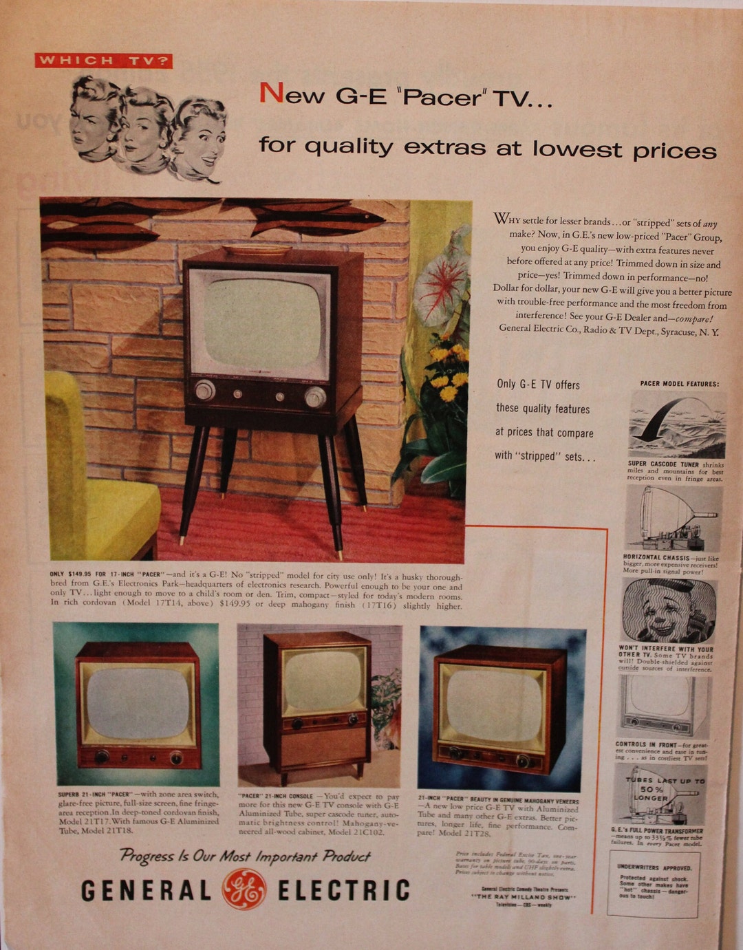 Vintage GE TV and Ford Almanac Dual Advertisement - Etsy