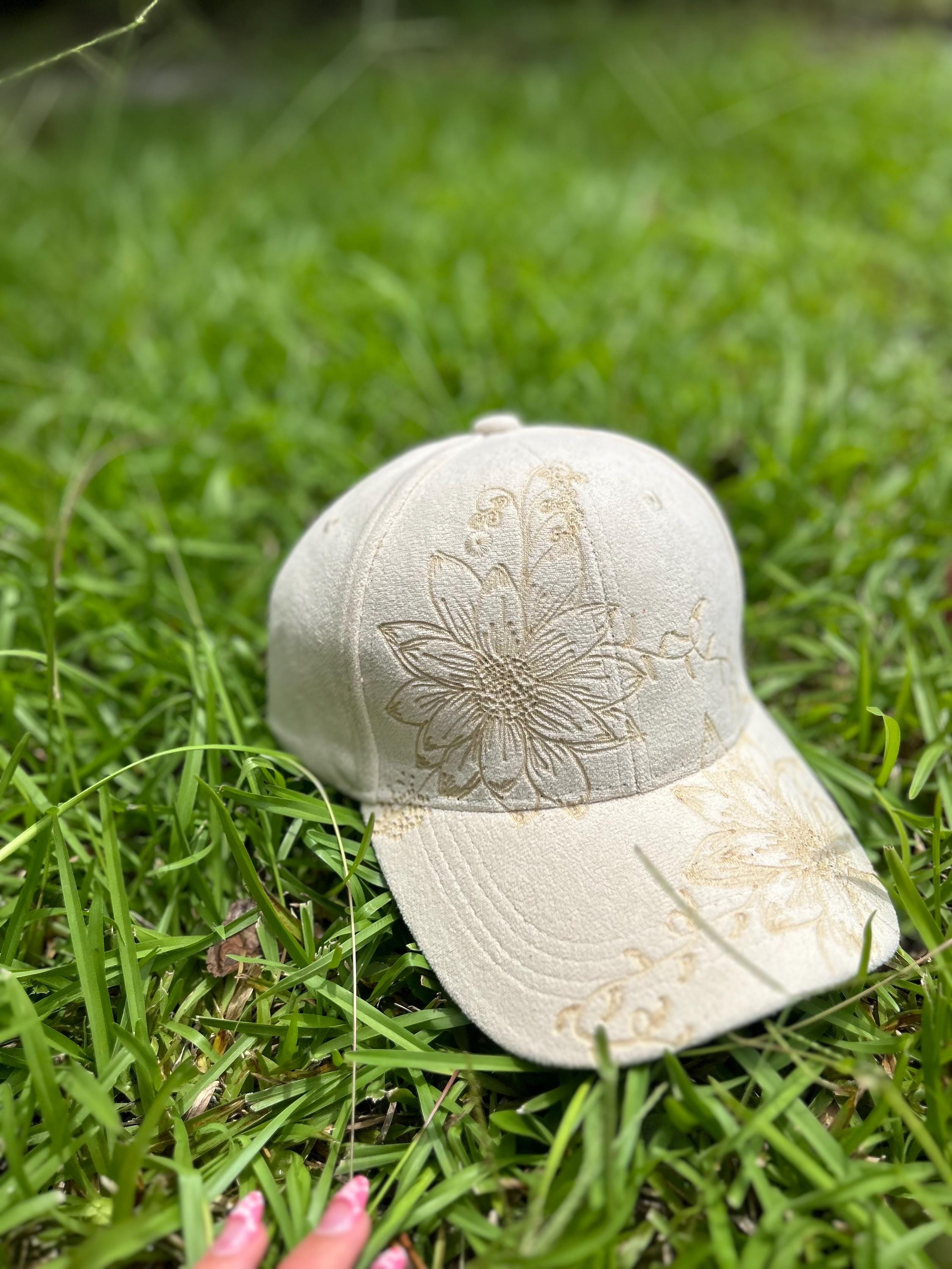 Wood-burned Sunflower Baseball Caps - Etsy